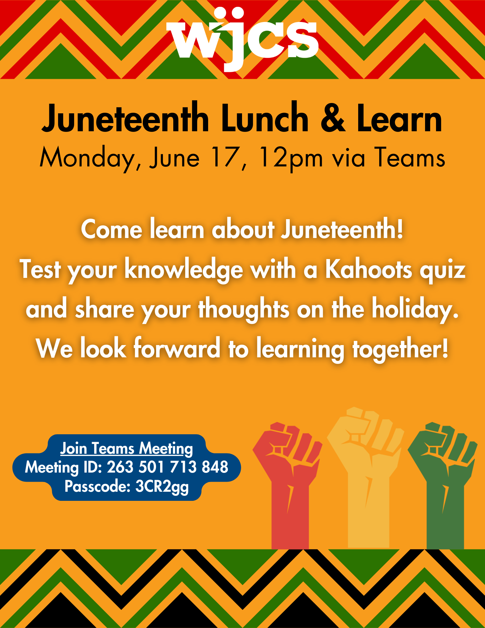 WJCS STAFF ONLY: Juneteenth Lunch and Learn - Westchester Jewish ...
